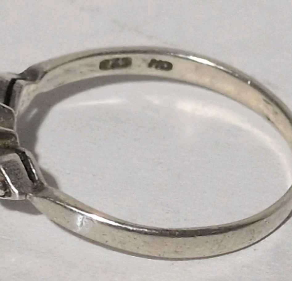 VINTAGE STERLING SILVER CW SIZE 8 PRONG SETTING 4.4MM CLEAR STONE RING ...