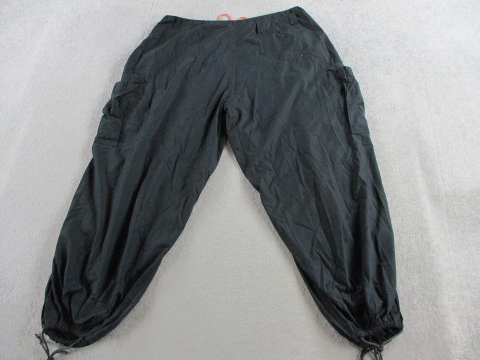 UFO Pants Mens Large Black Cargo Parachute Drawstring Baggy Rave ...