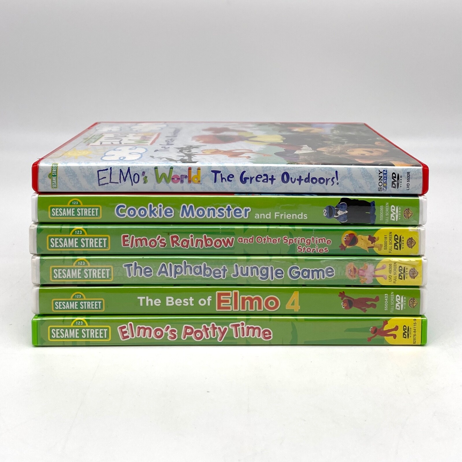 Lot of 6 Sesame Street Elmo DVDs Elmo’s | Grelly USA