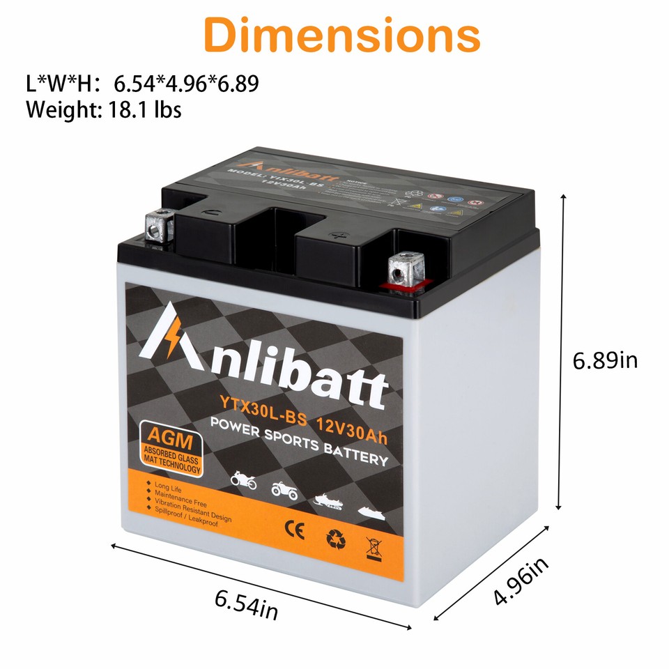 YTX30L-BS High Performance Maintenance Free Sealed AGM Motorcycle ...