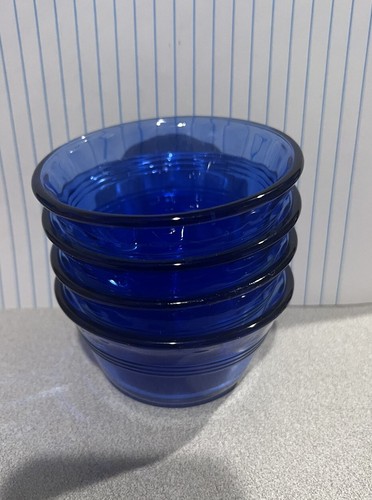 Set of 4 Vintage 6 oz Pyrex Cobalt Blue Desert Dish Custard Cups ...