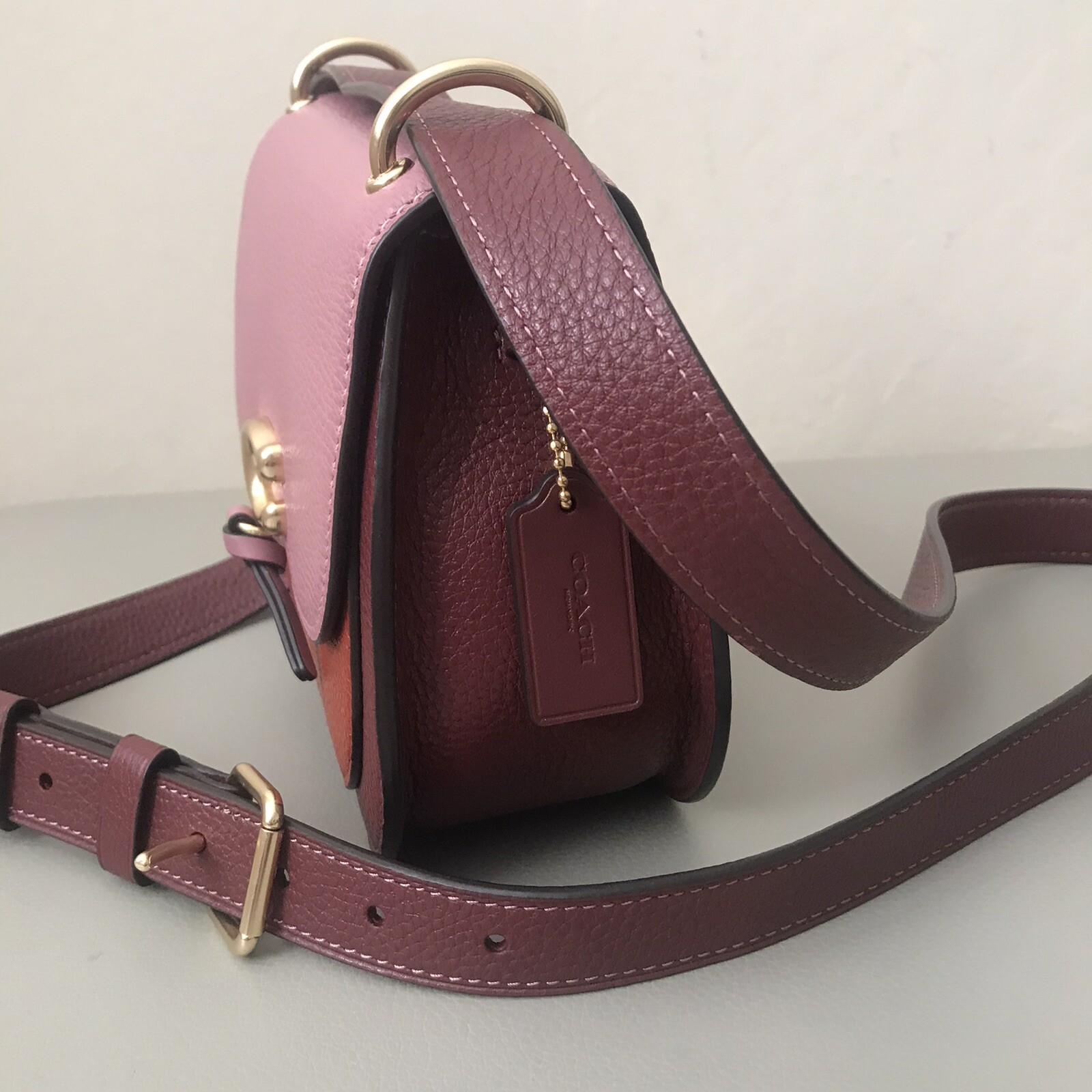 NWT COACH REMI SADDLE BAG IN COLORBLOCK ROSE MULTI $350 | eBay