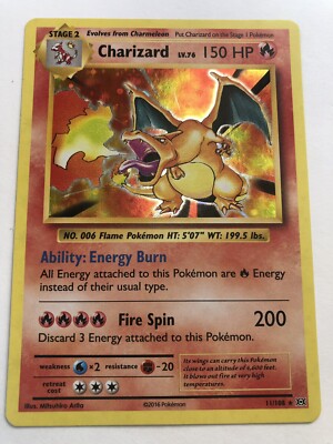 Pokemon XY Evolutions Charizard 11/108 HOLO Rare GREEN FAME Holo Card ...