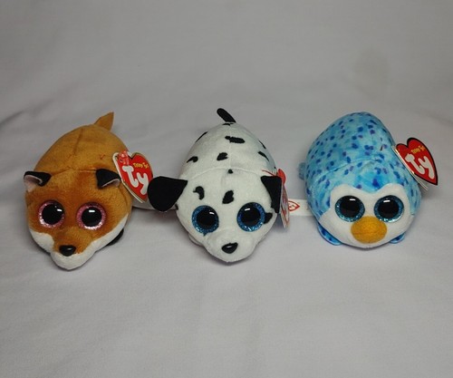 TY Teeny Ty's Finley Fox Spangle Dalmatian Gus Penguin 2" Stuffed Plush ...