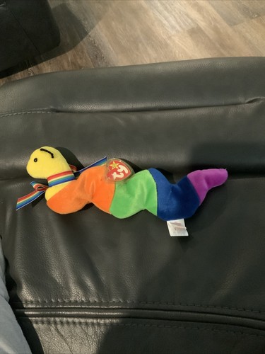 TY Inch the Worm Rainbow Colors Beanie Baby 5th Gen With 2 Tush Tag ...