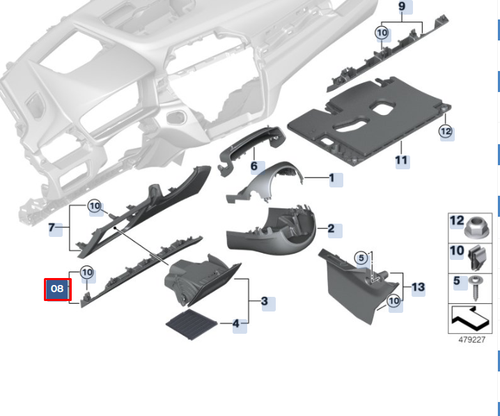 BMW X1 F48 Footwell Driver Side Top Trim LHD 51459348817 NEW GENUINE ...