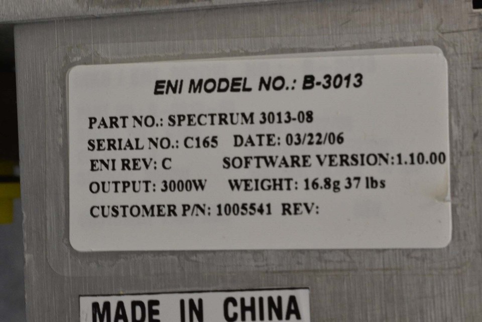 Spectrum B-3013 ENI Power Systems 3013-08 RF Generator 1005541 Spare ...