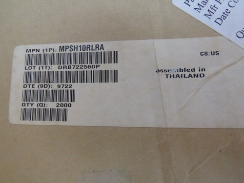 MOTOROLA/ ONSEMI MPSH10 Qty of 90 per Lot XTRMPSH10; Bipolar ...
