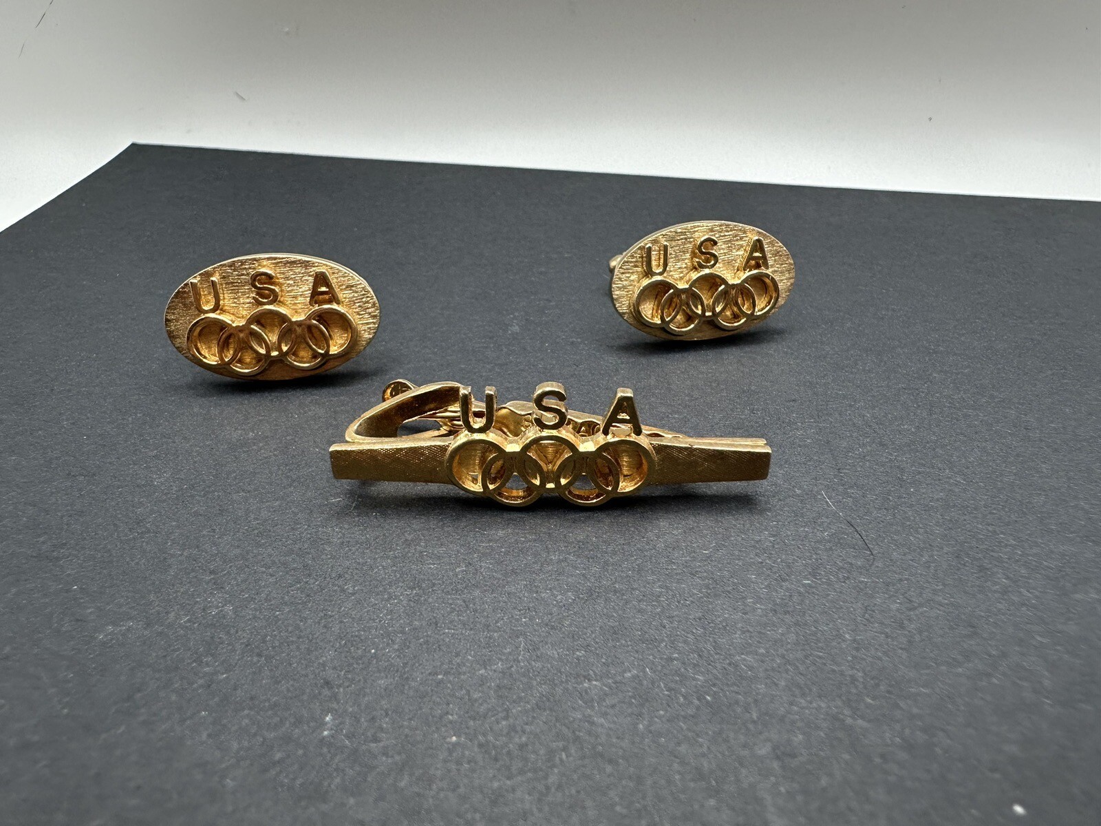 Vintage Dante Olympic Team USA Cufflinks Tie Clip Gol… - Gem
