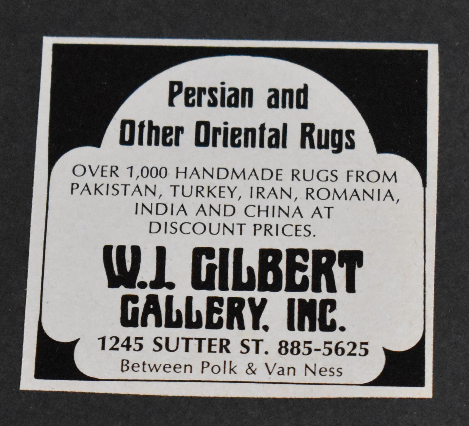 1979 Print Ad San Francisco W J Gilbert Gallery Inc Persian Oriental ...