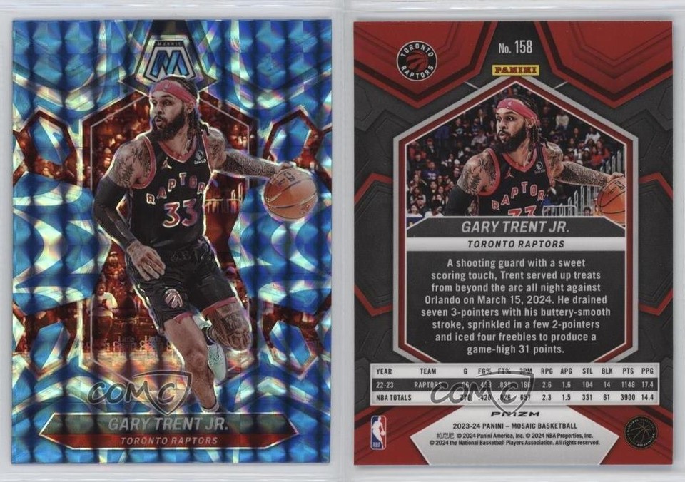2023-24 Panini Mosaic Reactive Blue Mosaic Prizm Gary Trent Jr #158 0c4 ...
