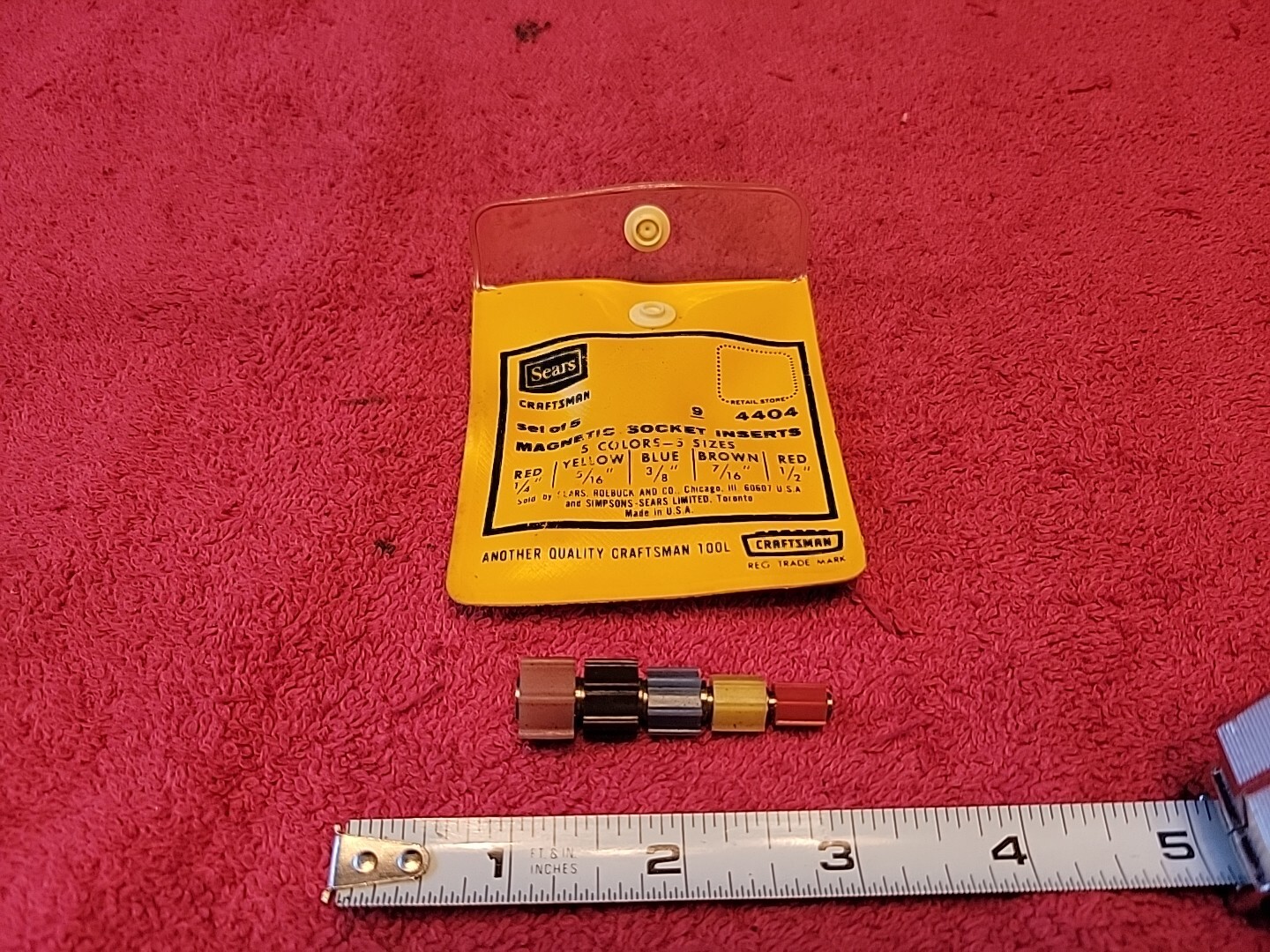 SEARS CRAFTSMAN MAGNETIC SOCKET INSERTS SET OF 5 94404 IN POUCH VTG USA ...