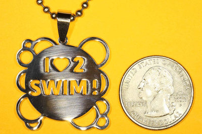 I Heart To Swim Pendant Stainless Steel FREE beaded chain necklace | eBay