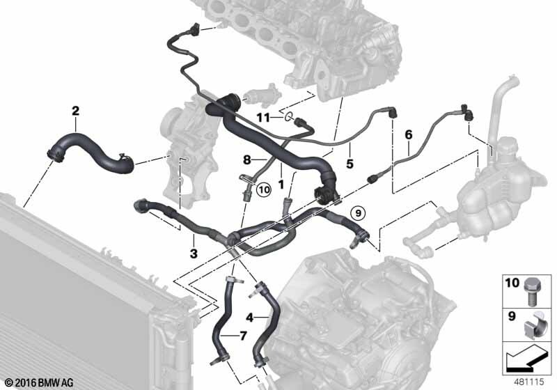 BMW Genuine Radiator Expansion Tank Pipe Fits F45 F45 LCI F46 ...