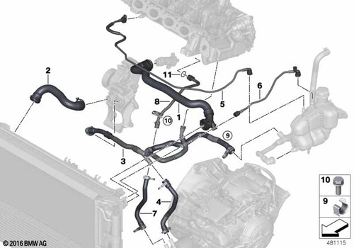 BMW Genuine Radiator Expansion Tank Pipe Fits F45 F45 LCI F46 ...