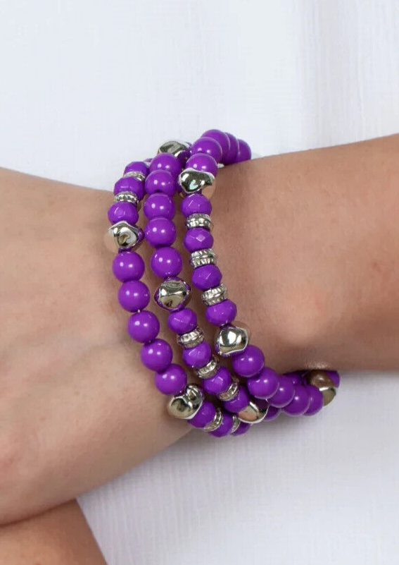 Paparazzi VIBRANT VERVE purple COIL bracelet | eBay