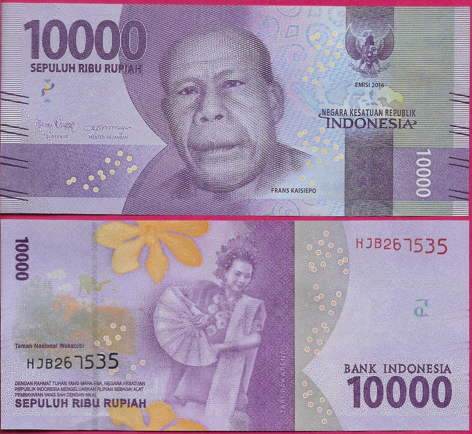 INDONESIA 10,000 RUPIAH 2019 UNC HJB,PAKARENA DANCE AND WAKATOBI ...