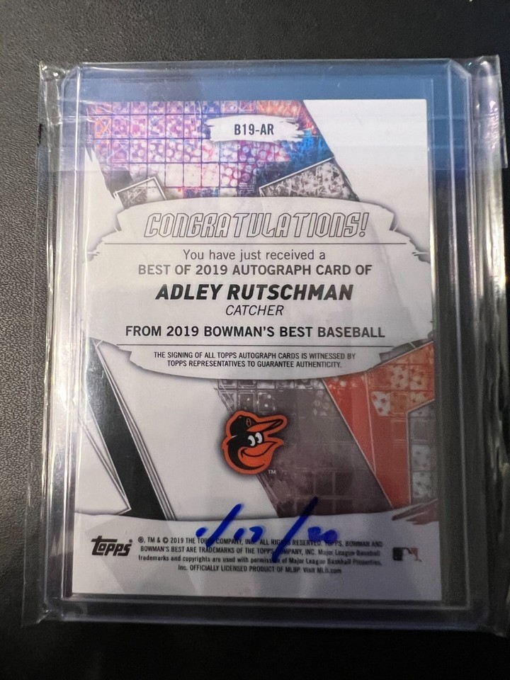 2019 Bowman's Best ADLEY RUTSCHMAN Autograph #B19-AR Orioles RC ...