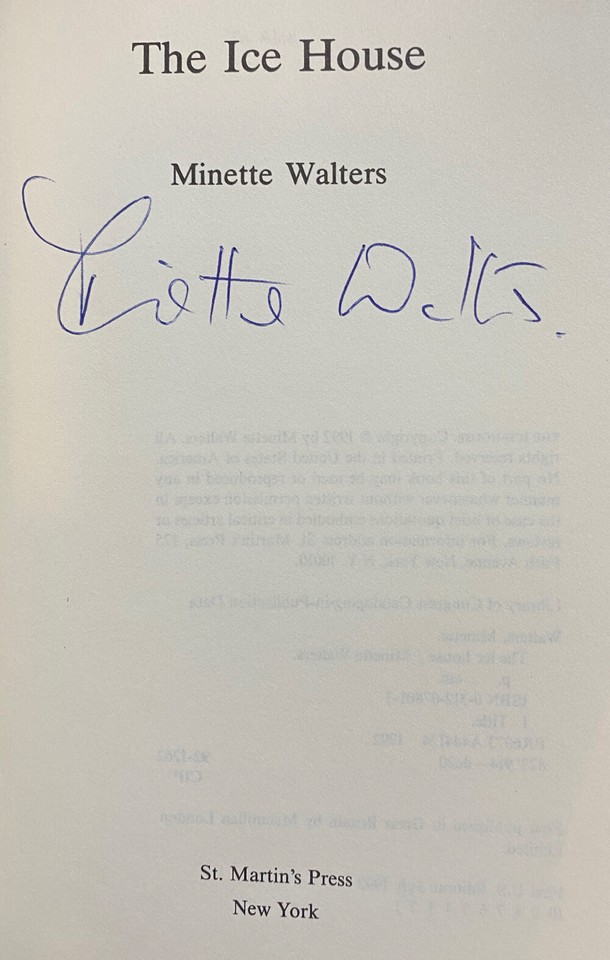 Minette WALTERS / The Ice-House Signed 1st Edition 1992 | eBay