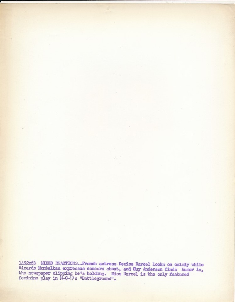 RICARDO MONTALBAN DENISE DARCEL Original CANDID Vintage BATTLEGROUND ...