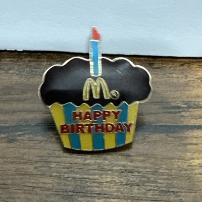 Retro McDonalds happy birthday cupcake fast food collectible enamel pin ...