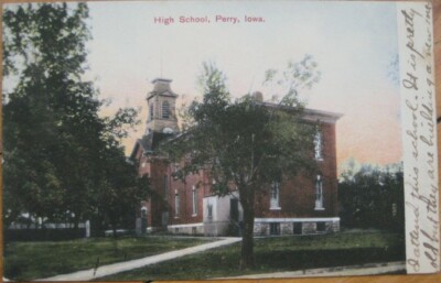 Perry, IA 1909 Postcard: High School Building - Iowa | eBay
