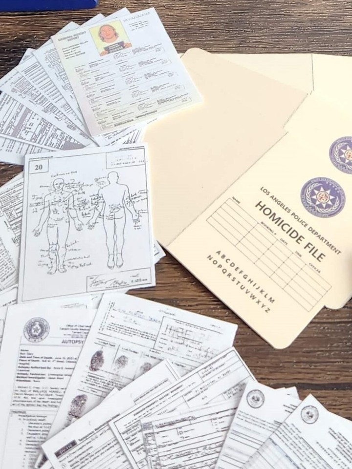 1/6 SCALE Mini Police Homicide CSI Paperwork, 2 Folders, 2 Evidence, 20 ...