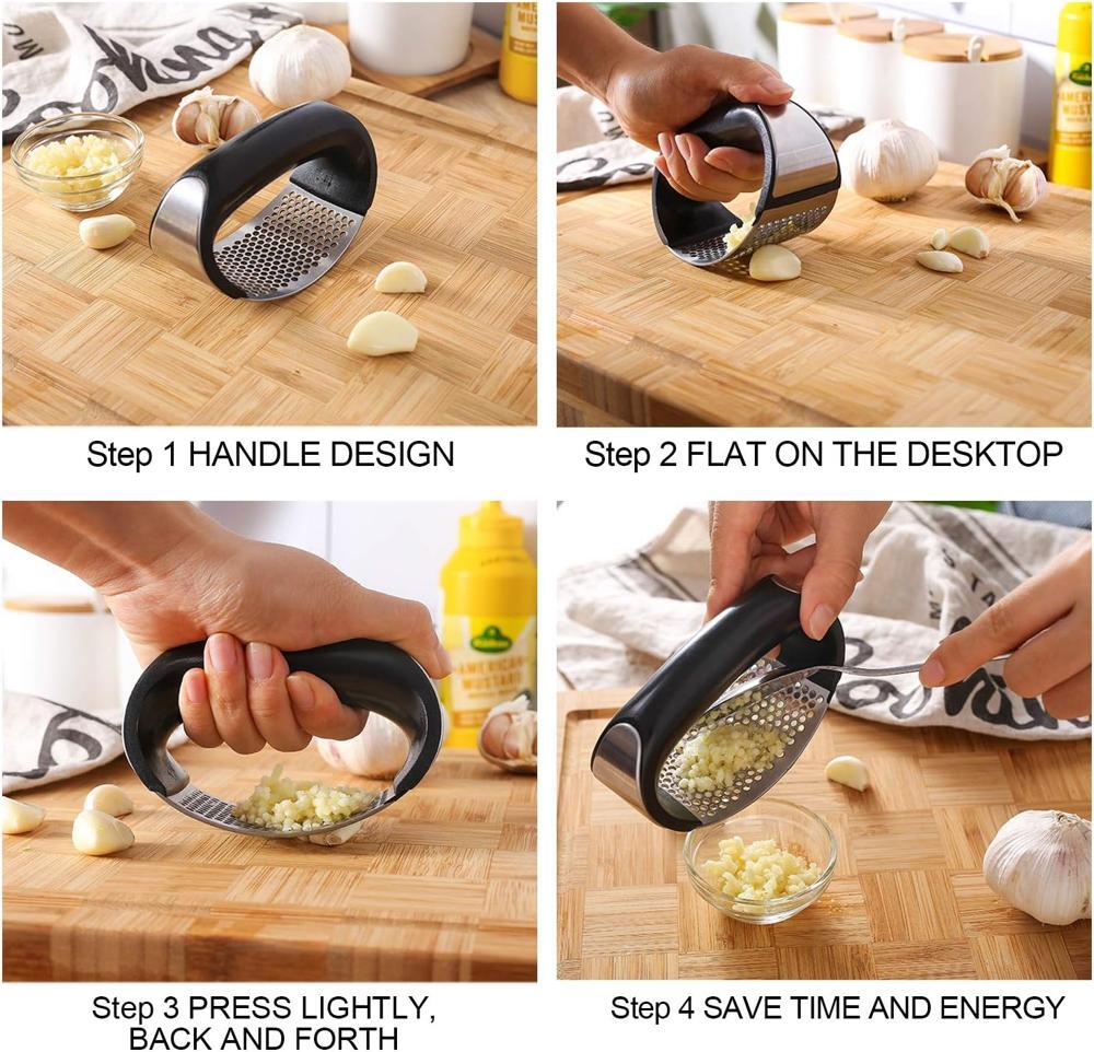 Stainless Steel Garlic Press Rocker, Garlic Smasher, Garlic Chopper ...