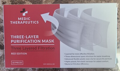 10 Face Masks, Three Layer Filtration - Purification (Red Edition) | eBay