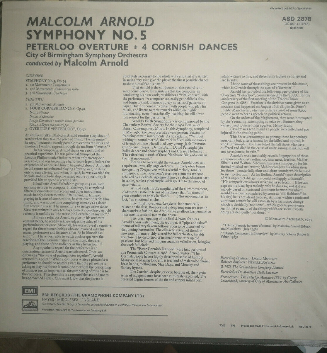 Malcolm Arnold - Symphony No 5. Peterloo Overture/4 Cornish Dances ...