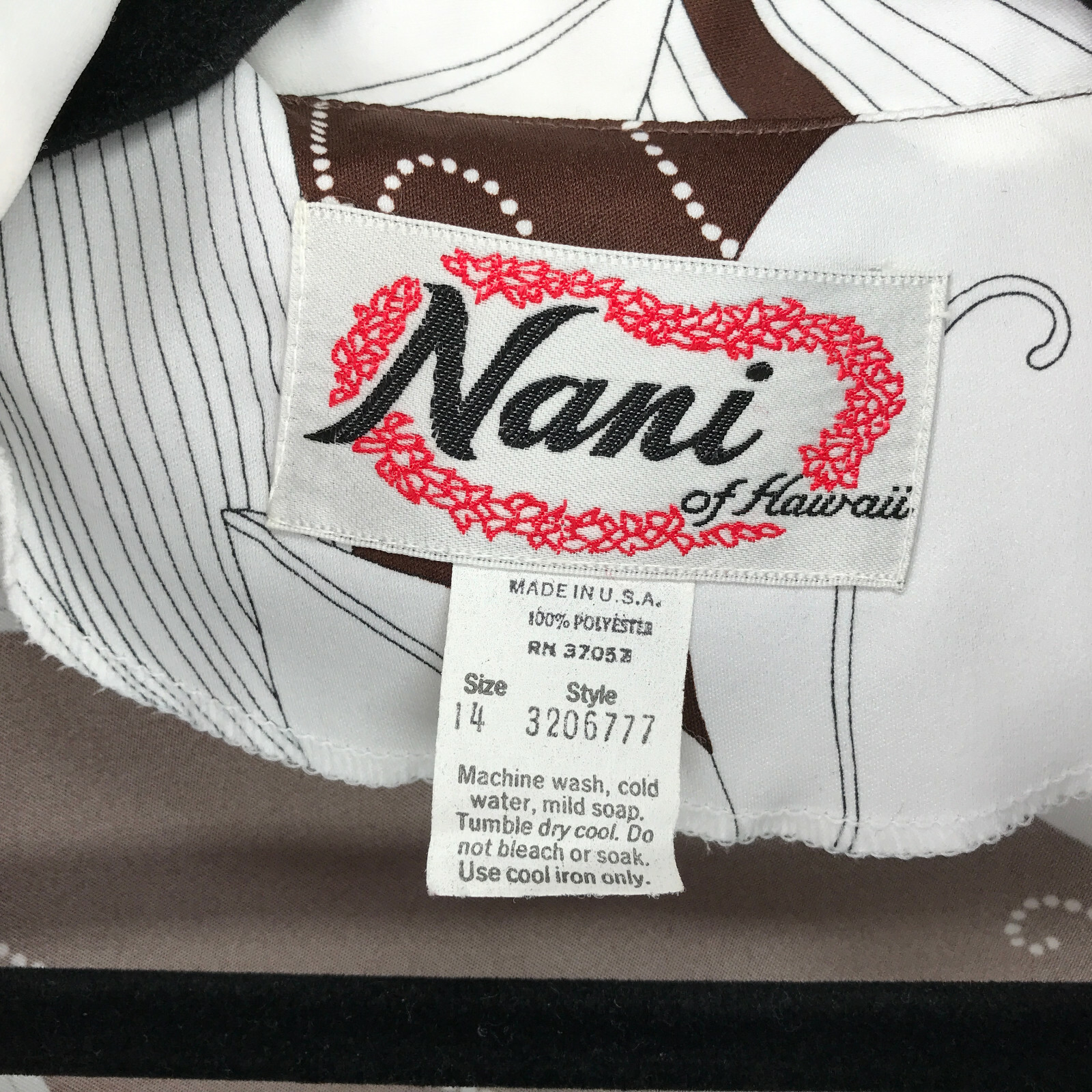 Vintage Nani Hawaiian Shirt Womens 14 White Brown Flo… - Gem