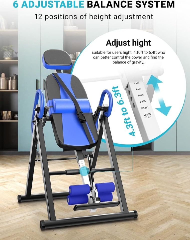 Foldable Inversion Table for Back Pain Relief Heavy Duty Back Stretcher ...