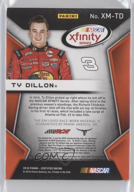 2016 Certified Xfinity Materials /299 Ty Dillon #XM-TD | eBay