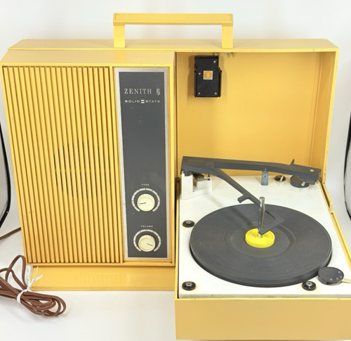 Vtg Zenith Solid State Record Player Z508 Portable 60s Harvest Gold ...