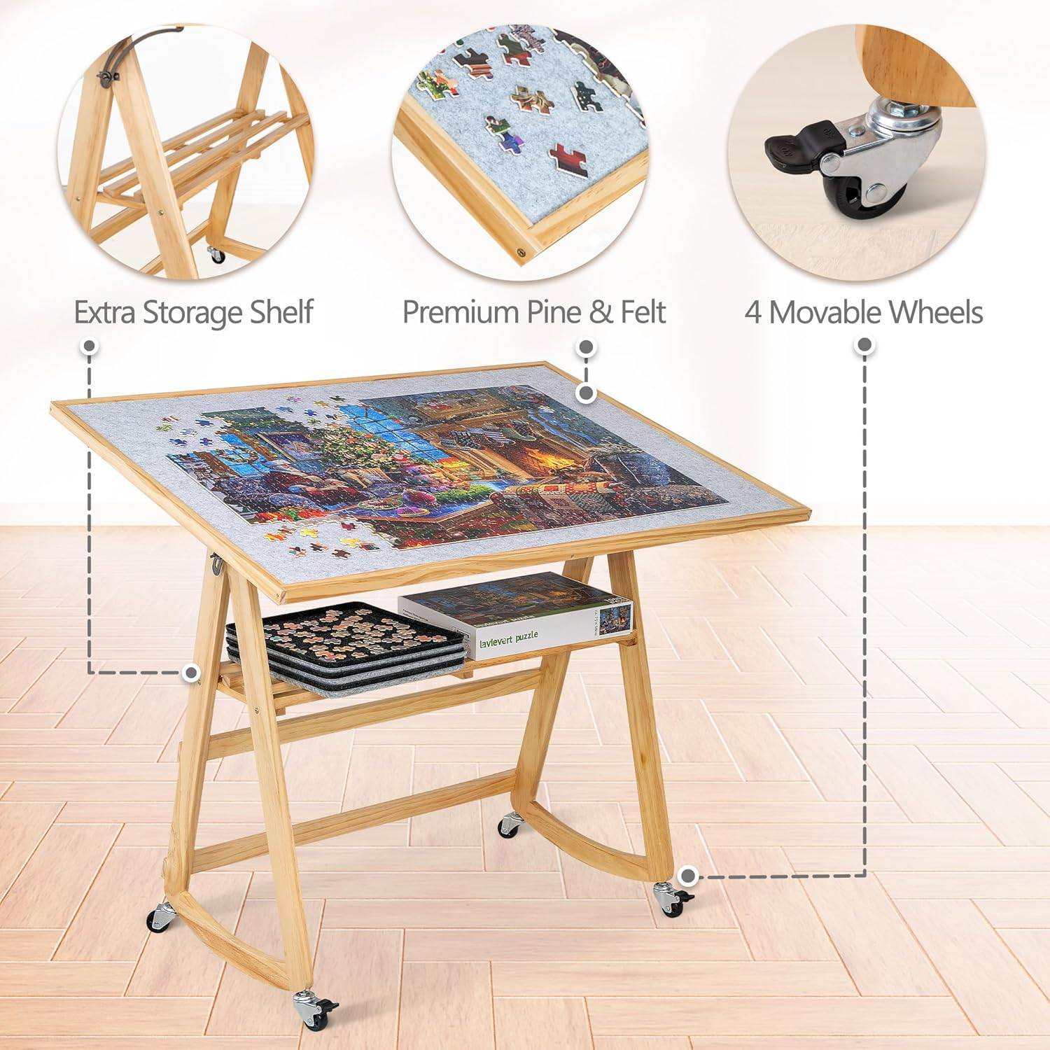 1500 Piece Tilting Puzzle Table with Legs & Cover Mat, Adjustable ...