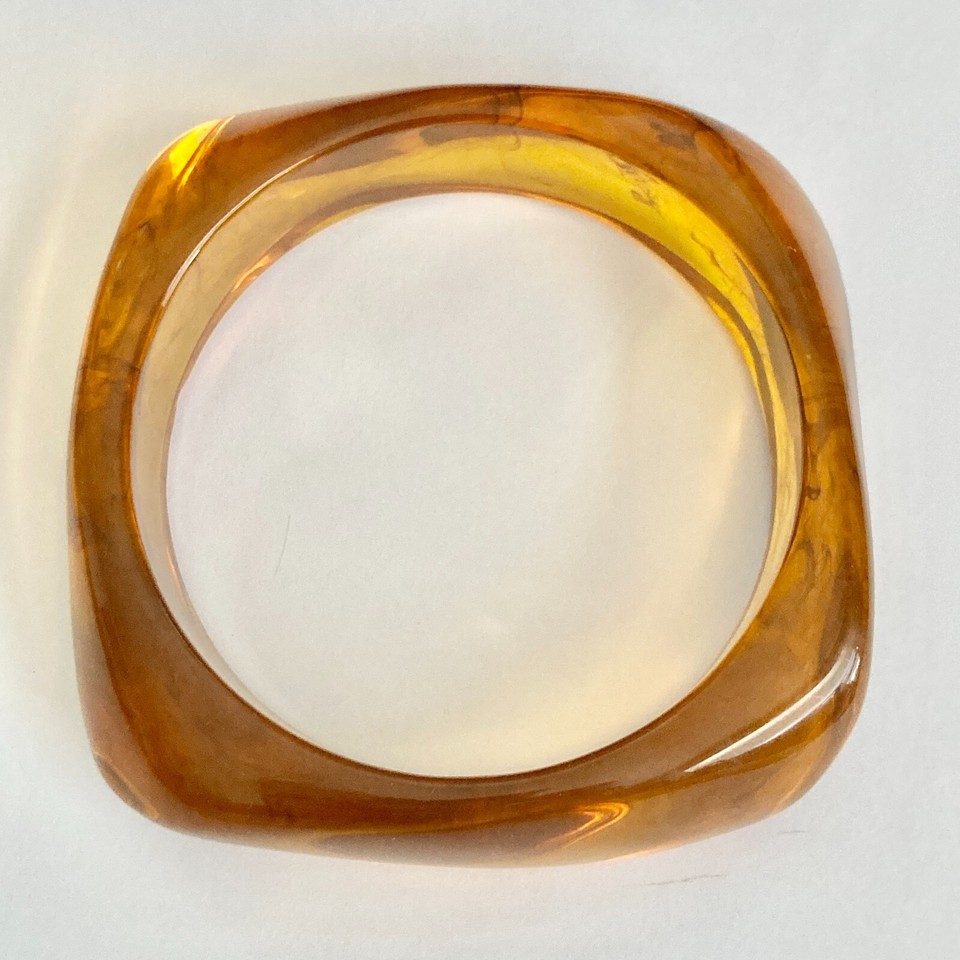 Vintage Lucite Acrylic Faux Honey Amber Tortoise Shell Bracelet Bangle Retro 8" | eBay