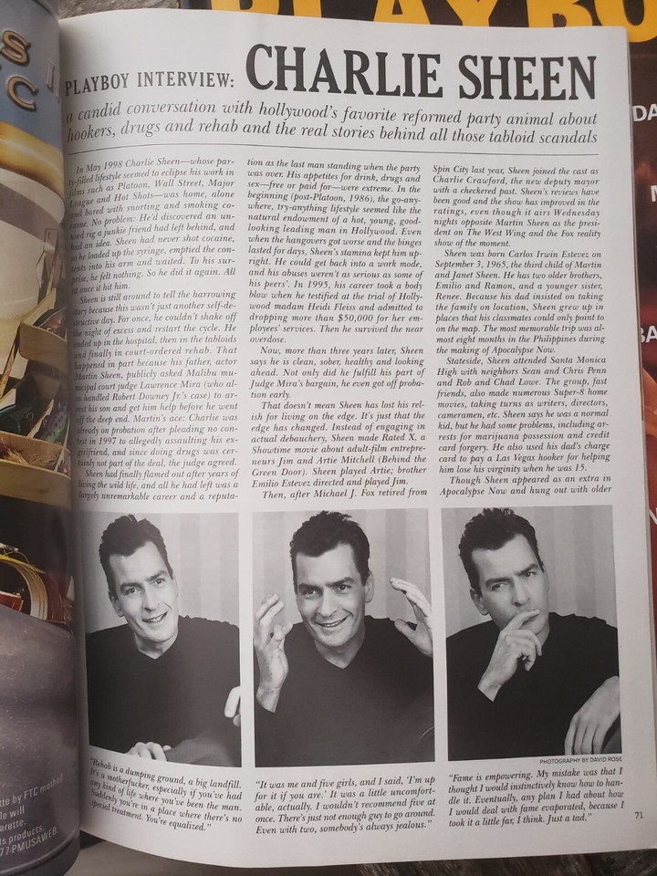 Playboy June 2001 charlie sheen Heather Spytek Brande Roderick ed burns ...