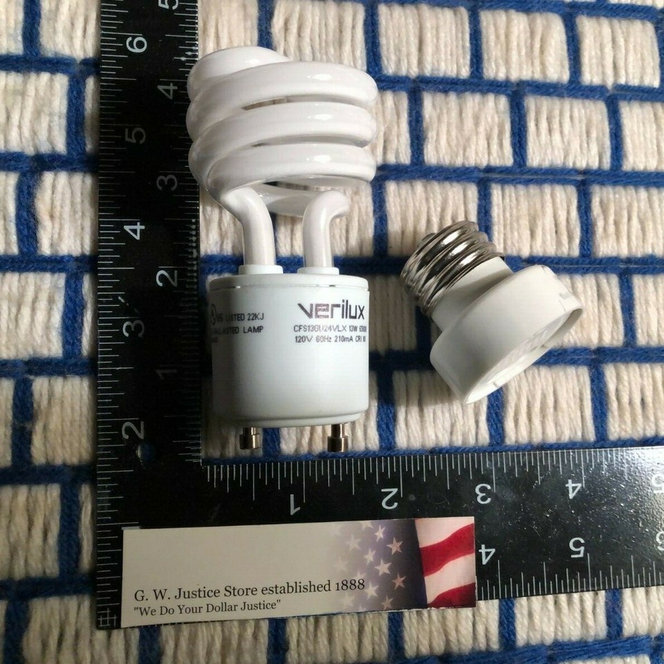 26w & 13w Verilux Natural Spectrum light bulb GU24 w/ free adapter ...