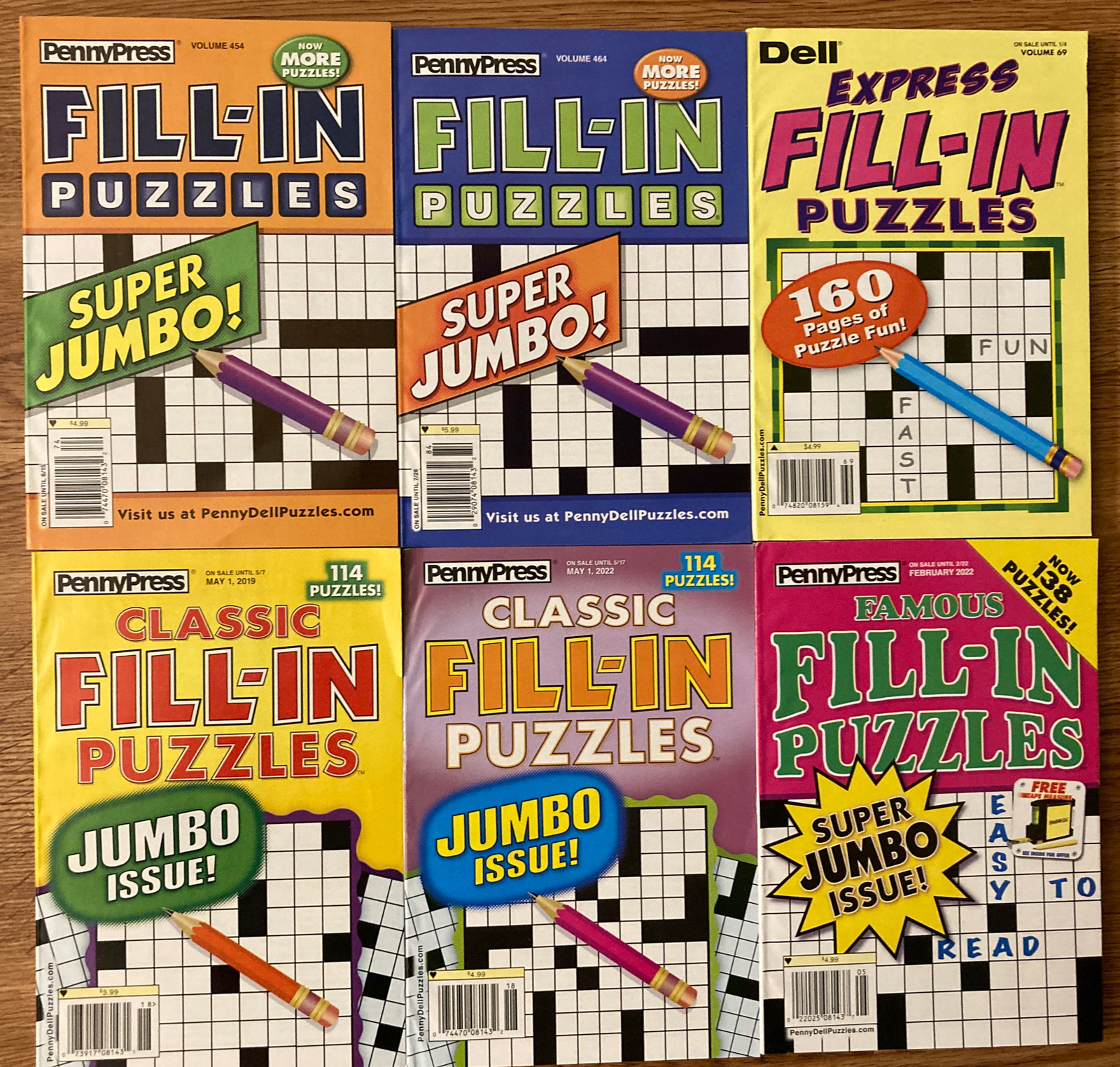 Lot of 6 Dell Penny Press Fill-In Puzzle Books Express Classic Famous ...