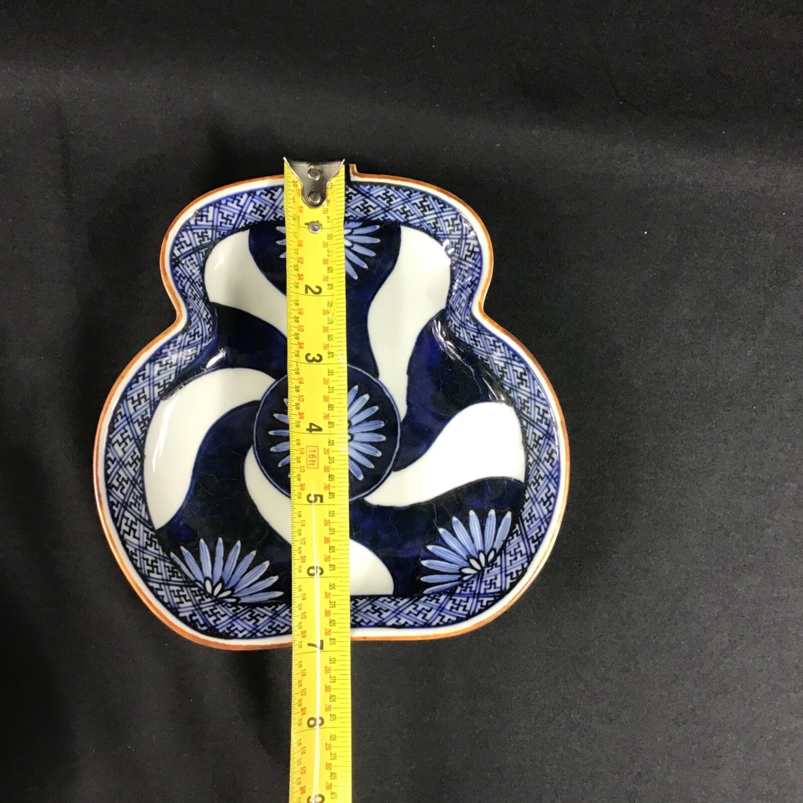 Set Of 4 Blue Glazed Japanese Pear Shaped Plates | eBay