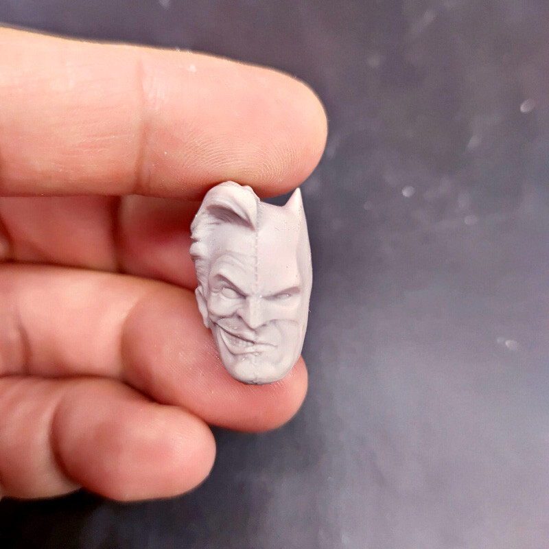 Blank 1/12 Scale Batman Half Face Joker Head Sculpt Unpainted Fit 6" ML ...