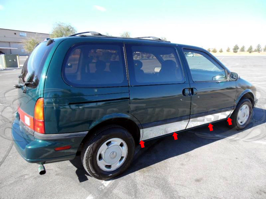 1993-1998 Mercury Villager Mini Van Chrome Rocker Panel Trim 7Pc 7 1/2 ...