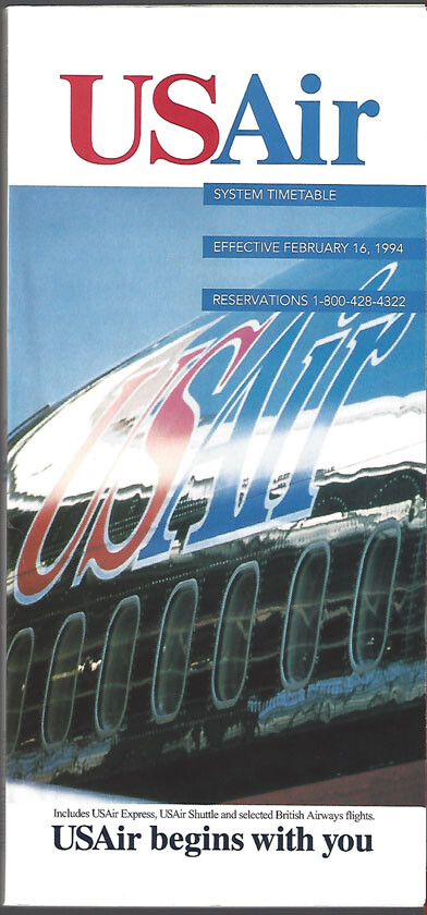 USAir system timetable 2/16/94 [308US] Buy 4+ save 25% | eBay