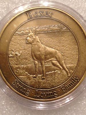 Challenge Coin Round 1 oz Antique Bronze Coated Brass Boxer Dog Animal ...