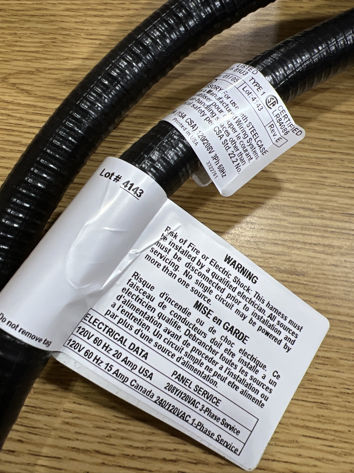 Steelcase Power Infeed 3 Wires TS76BPX Wiring Electric Power Strip ...