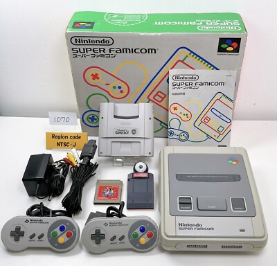 Super Famicom SNES SFC Early model boxed w/pokemon red,super gameboy ...