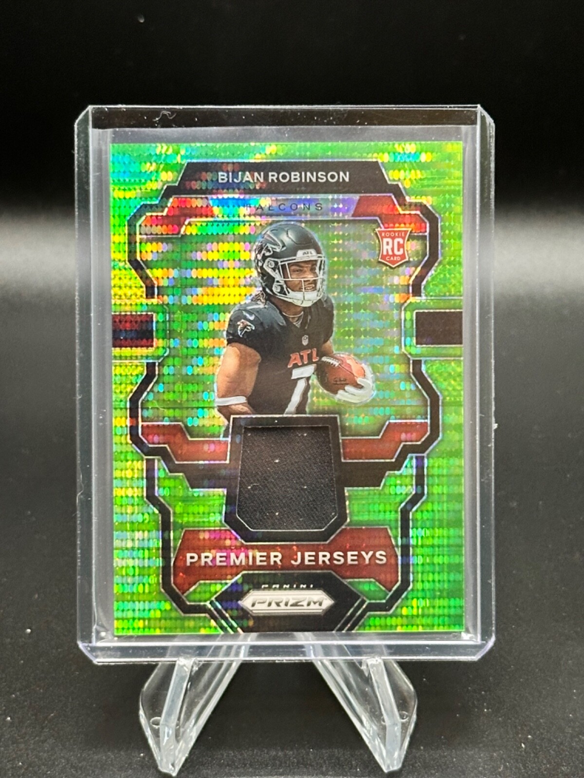 Bijan Robinson 2023 Prizm Rookie Premier Jersey Neon Green Pulsar Patch ...