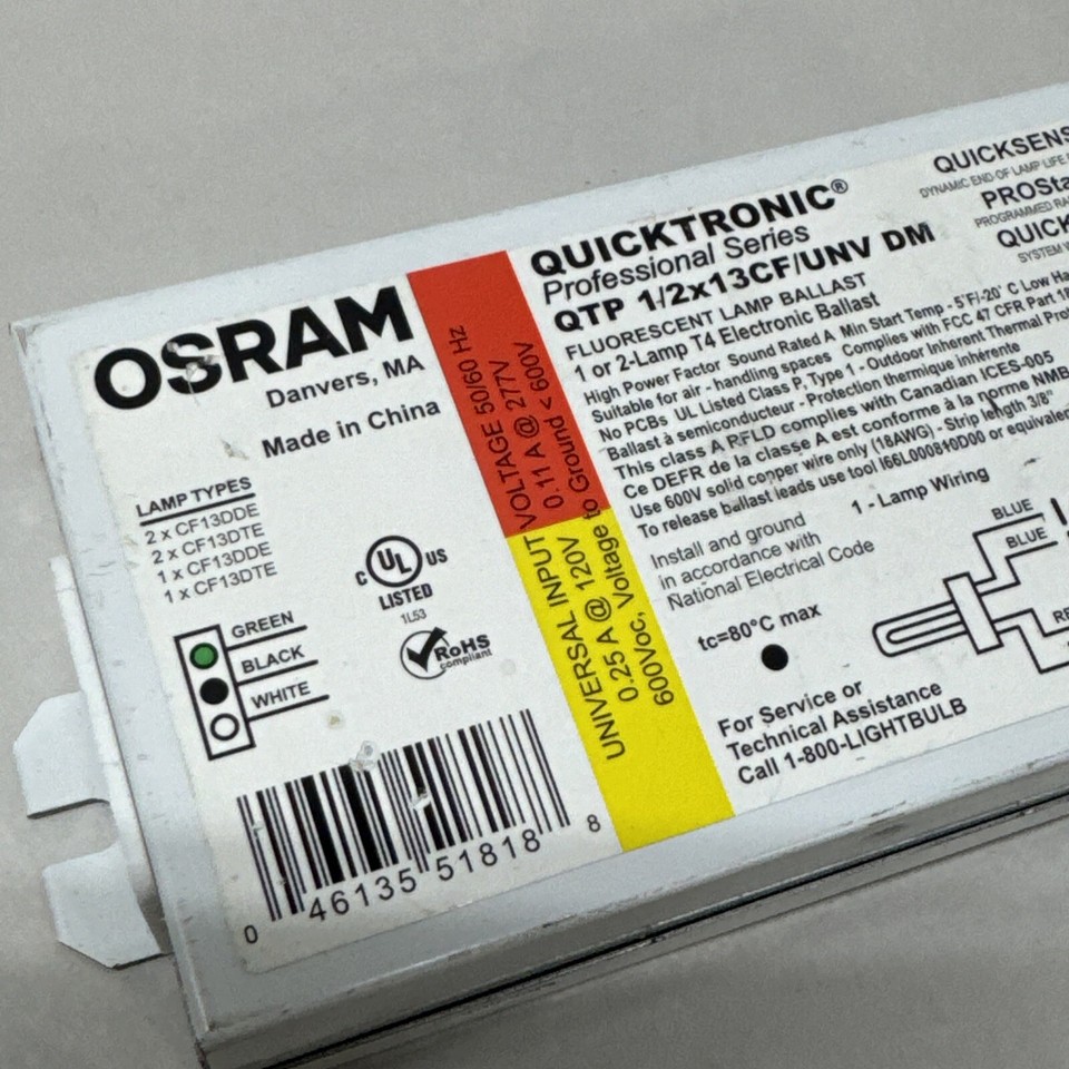 NEW QTP 1/2X13CF/UNV DM BALLAST QUICKTRONIC T4 BALLAST PROFESSIONAL ...