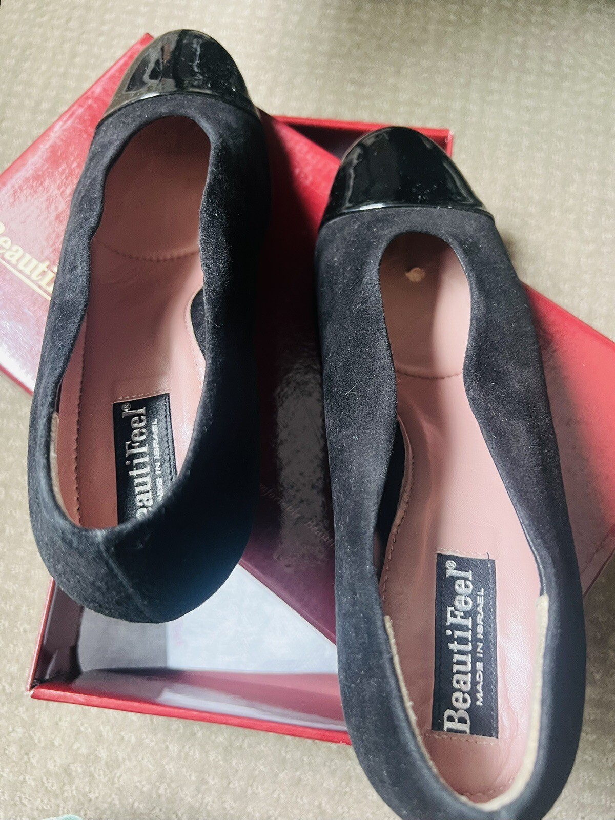 BEAUTIFEEL Blk Suede Patent Toe Dress Peter Sheppard Shoes Like NEW EUR ...