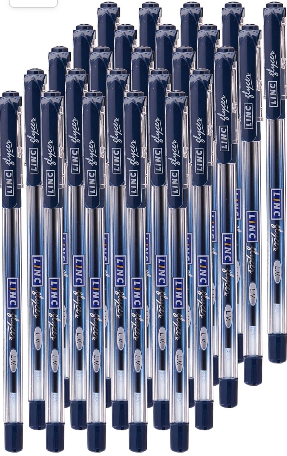 9 x Linc Glycer Blue Ball Point Pen Transparent Body Pen | eBay